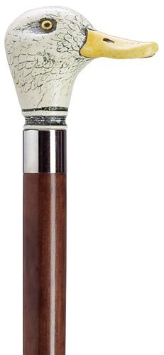 Duck Head with Walnut Shaft in Antique Scrimshaw – Classy Walking Canes
