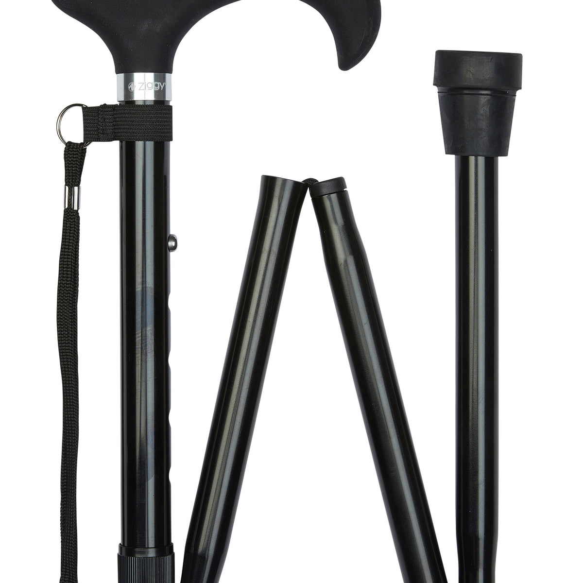 Folding Cane in Black with Silicone Handle – Classy Walking Canes