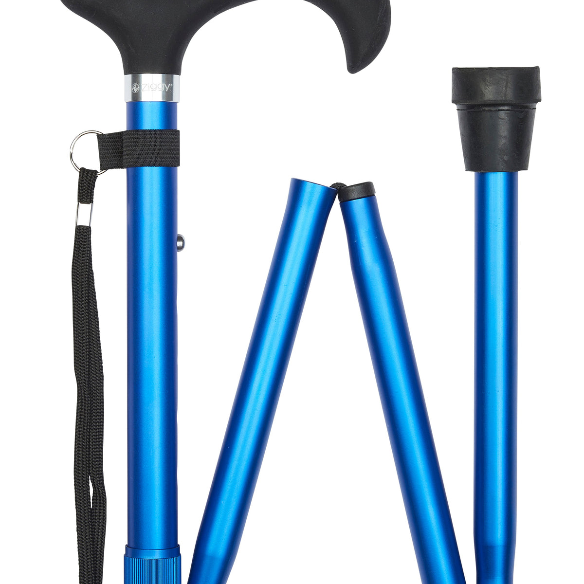Folding Cane in Blue with Silicone Handle – Classy Walking Canes
