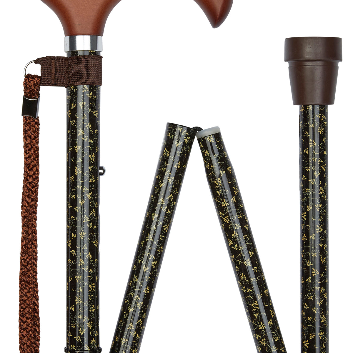 Folding Pattern Folding Cane in Swirl Leaf – Classy Walking Canes