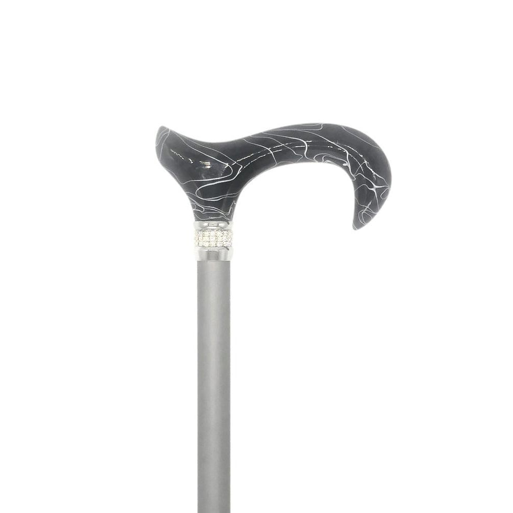 Adjustable Elegant Soft Silver Grey Cane with Black Swirl Handle ...
