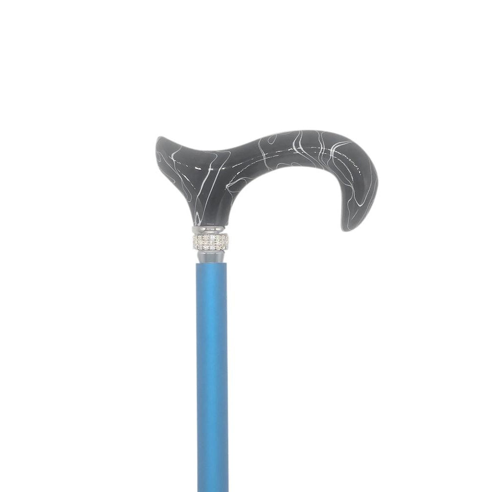 Adjustable Elegant Turquoise Blue Cane with Black Swirl Handle – Classy ...